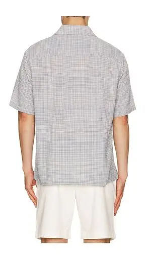Theory Mini Texture Check Shirt In Grey,slate - Bering Multi