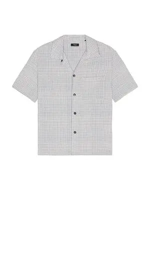 Theory Mini Texture Check Shirt In Grey,slate - Bering Multi