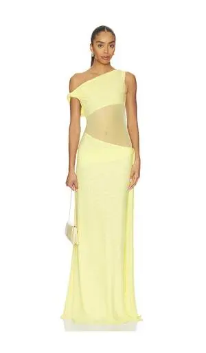 Misha Collection Sisal Mesh Gown - Lemon
