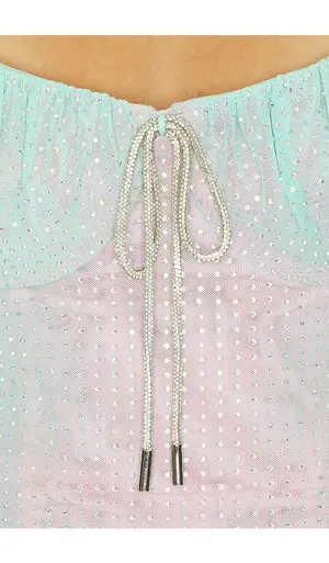 AREA Crystal Hotfix Gown - Mint