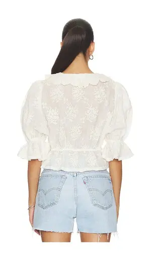 Tularosa Elisa Blouse With Ruffle Trim And Front Tie