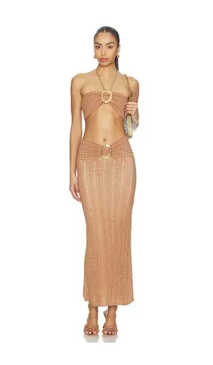 CAPITTANA Luli Halterneck Top With Metallic Knit