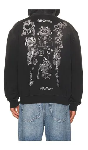 ALLSAINTS Terra Zip Through Sweater - Washed Black