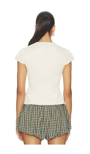 Lioness Kendall Top With Square Neckline And Front Button Closure - Sand