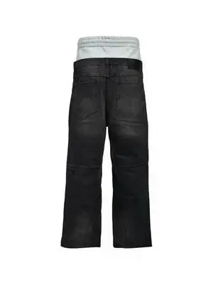 BREATH Layered-waist Biker Jeans - Black