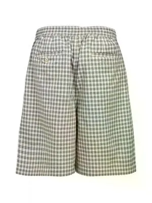 BREATH Check Pattern Logo Patch Wide Leg Shorts - Neutrals