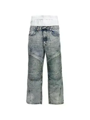 BREATH Acid Wash Panelled Jeans - Blue