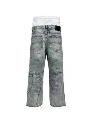 BREATH Acid Wash Panelled Jeans - Blue