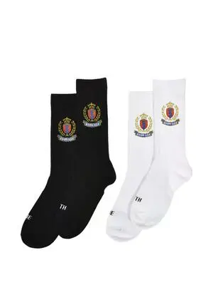 BREATH Embroidered Crest Ribbed Socks