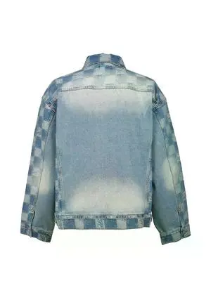 BREATH Check-pattern Distressed Denim Jacket