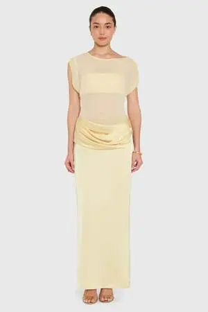 Amanda Uprichard Olandria Maxi Dress With Chiffon Bodice And Charmeuse Skirt - Cornsilk
