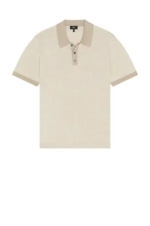 Theory Silk Linen Short Sleeve Polo - Silver Cloud