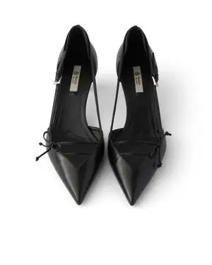Prada Open-side Leather Pumps With Buckle Detail - Black