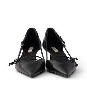 Prada Open-side Leather Pumps With Buckle Detail - Black