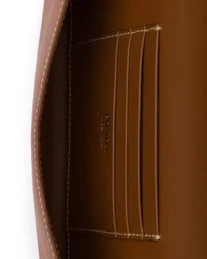 Prada Leather Wallet With Shoulder Strap - Cognac