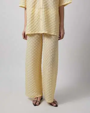 MALINA Alissa Knitted Wide-leg Pants - Light Yellow