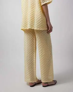 MALINA Alissa Knitted Wide-leg Pants - Light Yellow