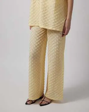 MALINA Alissa Knitted Wide-leg Pants - Light Yellow