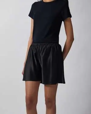 ALMADA Label Wide-leg Satin Shorts