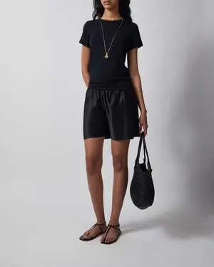 ALMADA Label Wide-leg Satin Shorts
