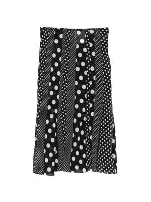 Junya Watanabe Polka-dot Pleated Midi Skirt