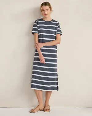 HAVEN WELL WITHIN Haven Well Within Organic Cotton Stripe Dress Midnight Multicolor
