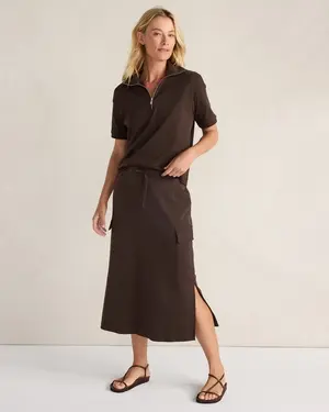 HAVEN WELL WITHIN Organic Cotton Interlock Half-zip Top