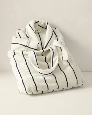 HAVEN WELL WITHIN Plush Terry Striped Robe + Tote Set - Sandstone,nightfall