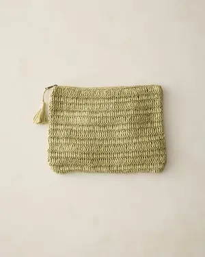HAVEN WELL WITHIN Textured Straw Clutch - Celery Leaf
