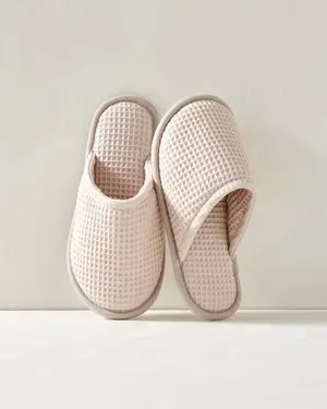 HAVEN WELL WITHIN Organic Cotton Terry Waffle Slippers - Sand