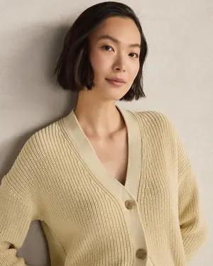 HAVEN WELL WITHIN Organic Cotton Cardigan - Coffee Bean