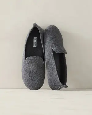 HAVEN WELL WITHIN Haven Well Within Felted Wool Blend Loafer Slippers With Bow Detailing Ivory