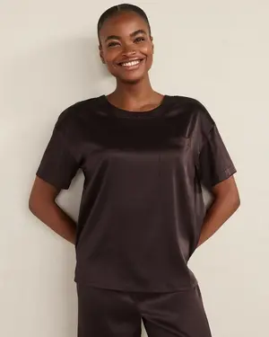 HAVEN WELL WITHIN Washable Silk Sleep Top - Blackcurrant