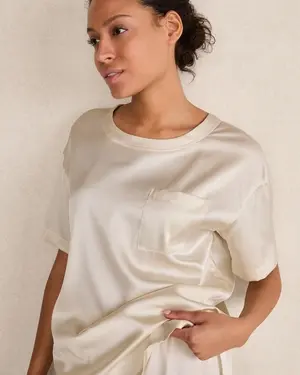 HAVEN WELL WITHIN Washable Silk Sleep Top - Navy
