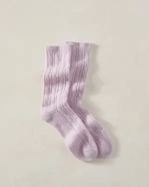HAVEN WELL WITHIN Cashmere Blend Cable Knit Crew Socks - Lavender