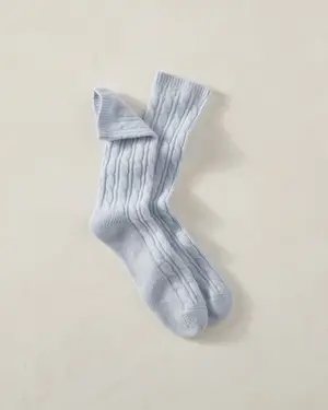HAVEN WELL WITHIN Haven Well Within Cashmere Blend Cable Knit Crew Socks Stream