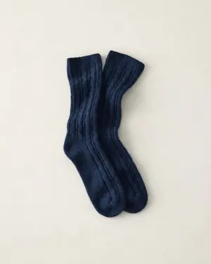 HAVEN WELL WITHIN Cashmere Blend Cable Knit Crew Socks - Twilight