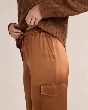 HAVEN WELL WITHIN Washable Silk Drawstring Cargo Joggers