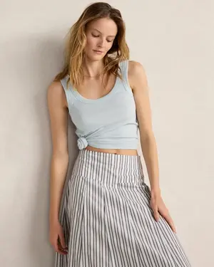 HAVEN WELL WITHIN Organic Cotton Scoop Neck Tank Top - Ivory