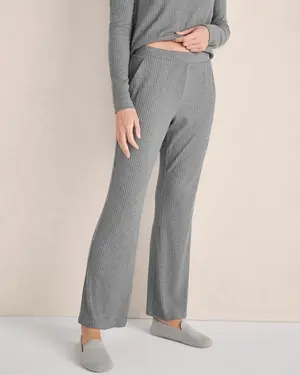 HAVEN WELL WITHIN Drapey Rib Knit Wide Leg Pants Graphite Heather