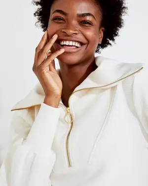Varley Half-zip Ribbed Sweatshirt - Ivory
