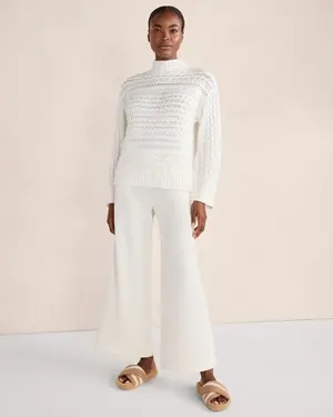 HAVEN WELL WITHIN Organic Cotton Cable Knit Funnel Neck Sweater