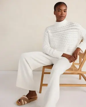 HAVEN WELL WITHIN Organic Cotton Cable Knit Funnel Neck Sweater