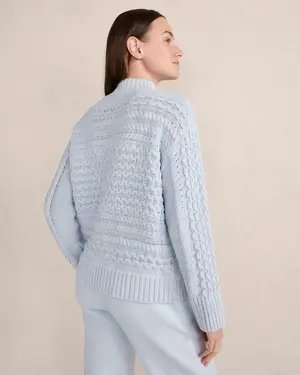 HAVEN WELL WITHIN Organic Cotton Cable Knit Funnel Neck Sweater