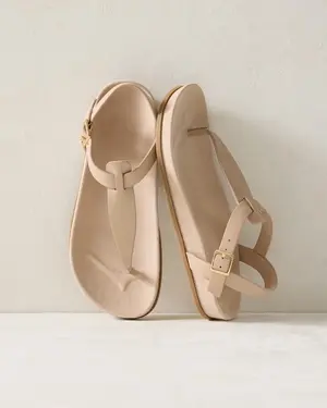 HAVEN WELL WITHIN Leather And Suede Thong Sandal - Mousse