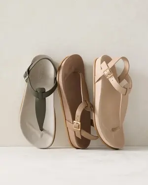 HAVEN WELL WITHIN Leather And Suede Thong Sandal - Mousse