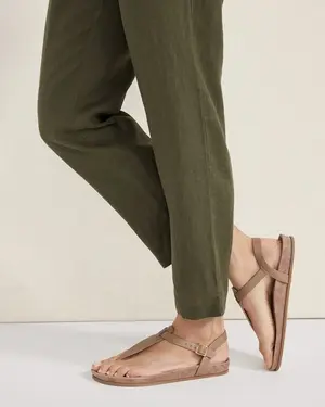 HAVEN WELL WITHIN Leather And Suede Thong Sandal - Mousse