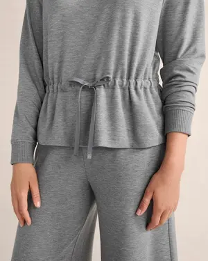 HAVEN WELL WITHIN Fleece Mockneck Top With Drawstring Waist