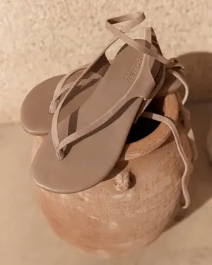 HAVEN WELL WITHIN Suede Wrap-up Thong Sandals - Mica