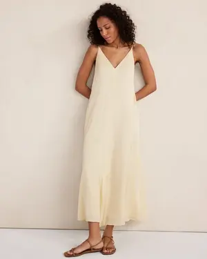 HAVEN WELL WITHIN Silky Maxi Dress With V-neck - Straw